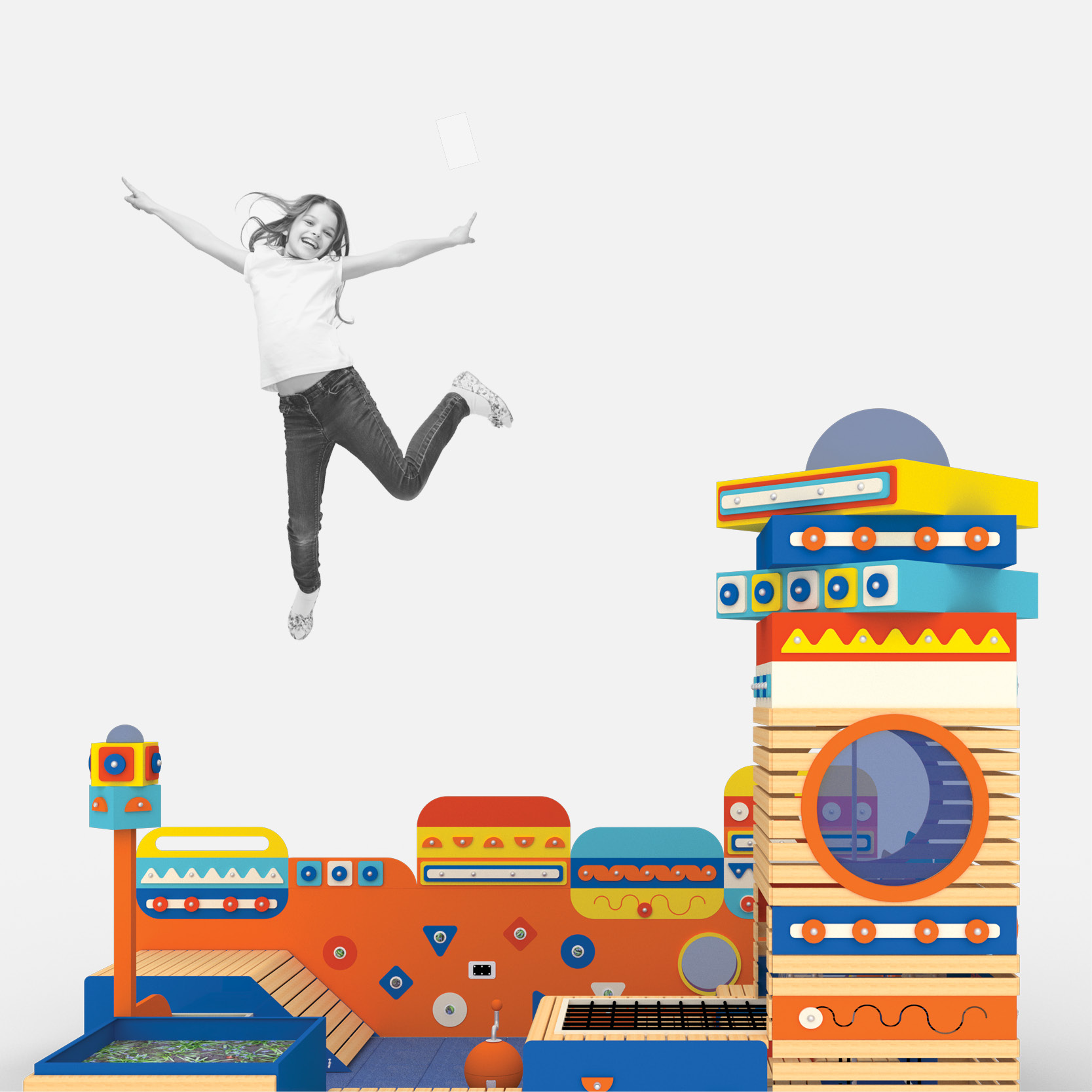 Conceptual design for a modular play space: City Parklet - Bananaz Studio